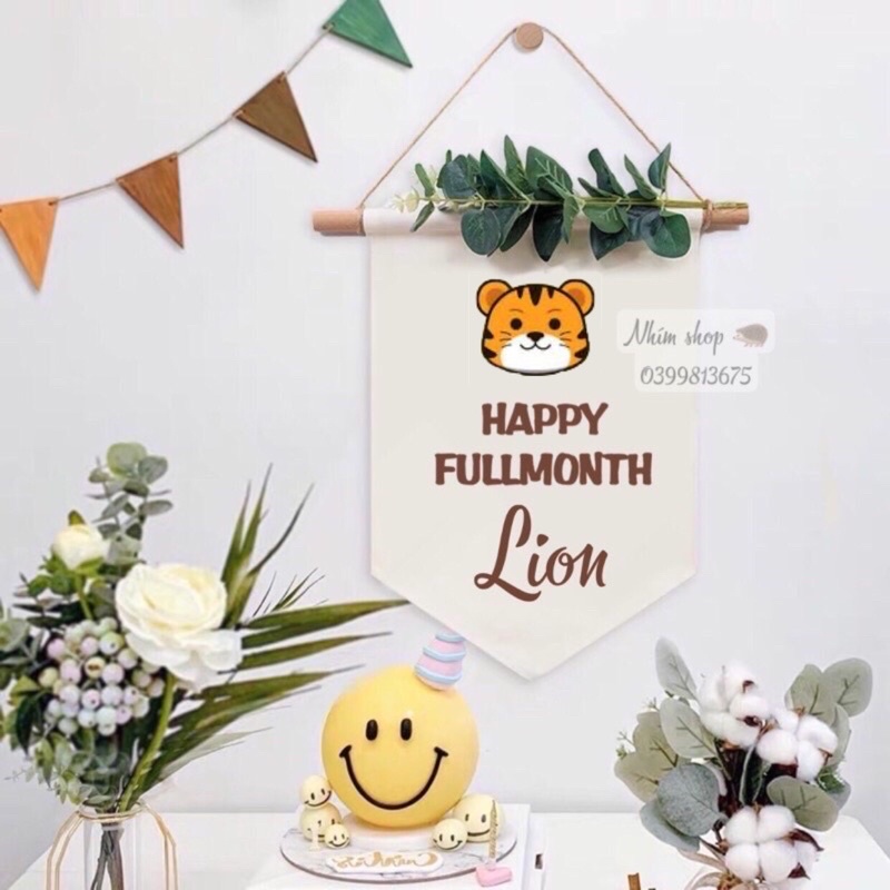 Cờ ( Banner ) Happy FullMonth ( đầy tháng) phong cách INS Hàn Quốc ...