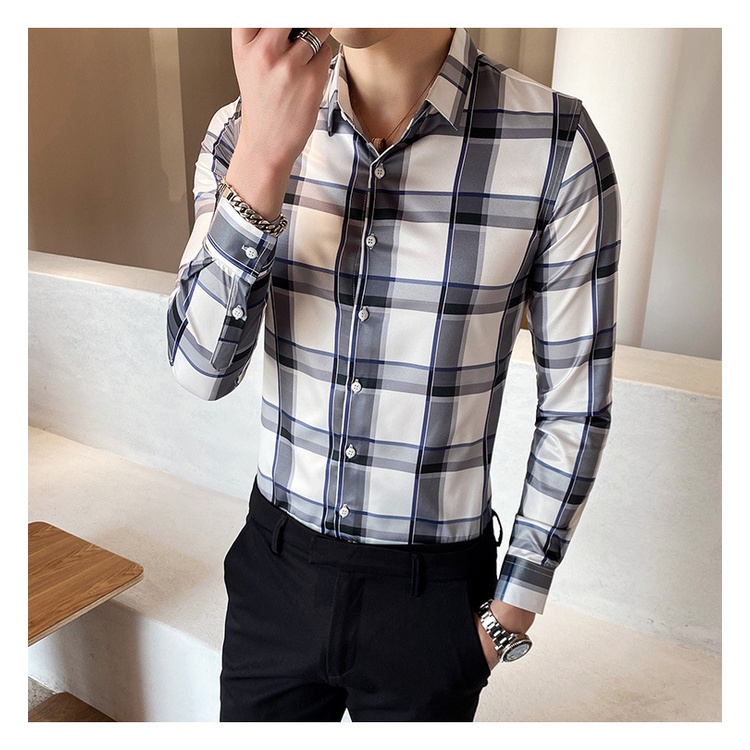 Mua Áo sơ mi nam dài tay họa tiết caro thời trang mới HALLA áo sơ mi kẻ ...