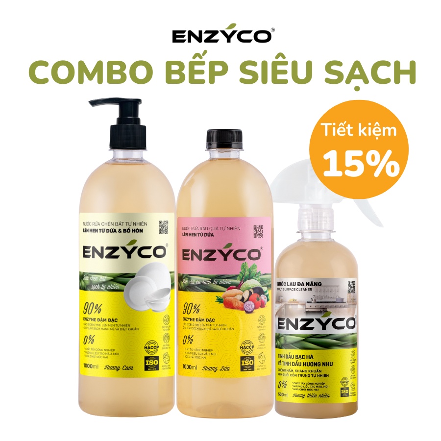 Mua Combo Nước Ngâm Rau Củ, Nước Rửa Chén, Nước Lau Đa Năng ENZYCO 90% ...