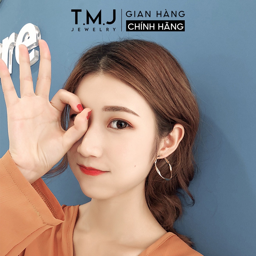 Mua Bông tai nữ TMJ kiểu dáng tròn retro, bông tai xoắn tròn xu hướng ...