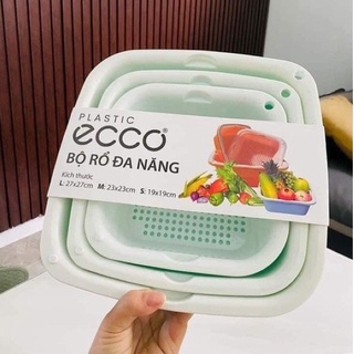 Combo 6 Món Thau Rổ Ecco Đa Năng Bộ Rổ Nhựa Vuông Việt Nhật Dày Đẹp ...