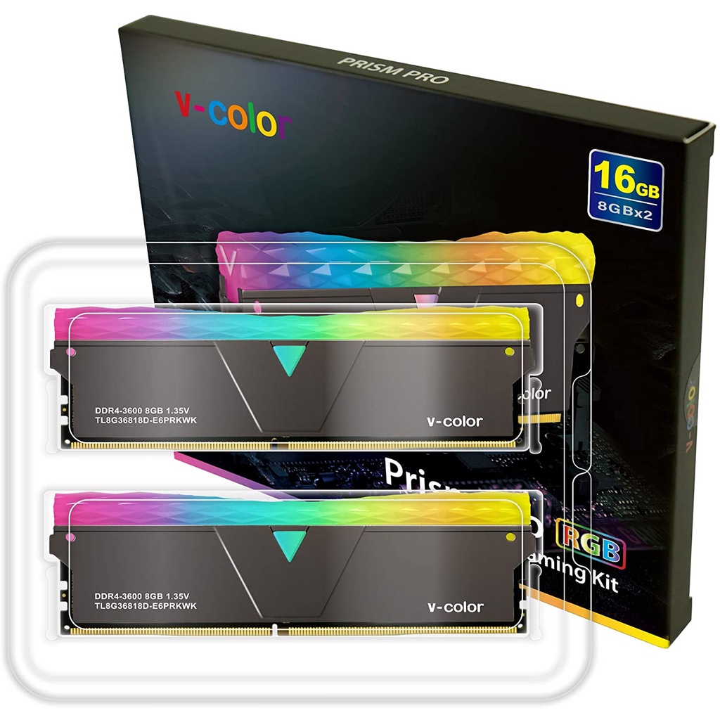 RAM V-Color Prism Pro RGB 16GB (2 x 8GB) DDR4 3200MHz Black - White ...
