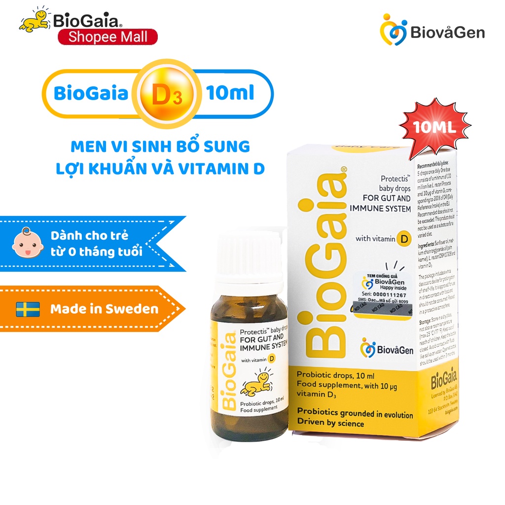 Mua Men vi sinh BioGaia ProTectis Drops Vitamin D3 cải thiện hệ tiêu ...