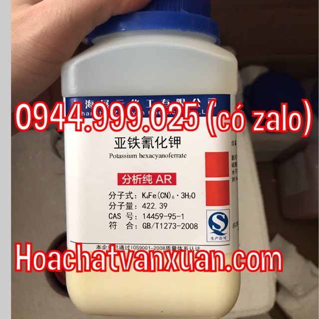 Hoá chất K4Fe(CN)6 Kali ferrocyanid Potassium ferrocyanide lọ 500g làm ...