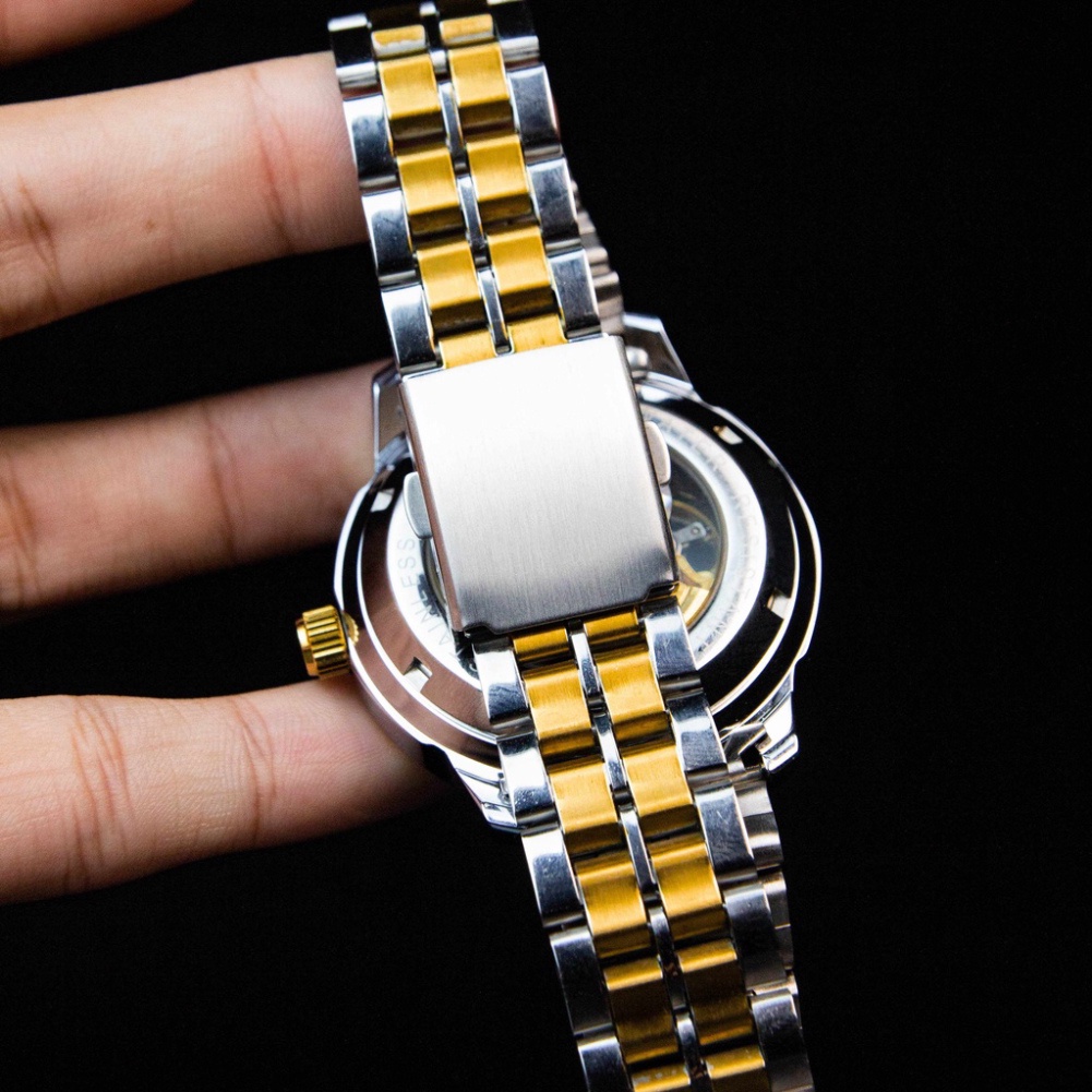 Mua Đồng hồ cơ nam BYINO Mặt Vàng Dây Thép Automatic Thiết Kế Lộ Máy ...