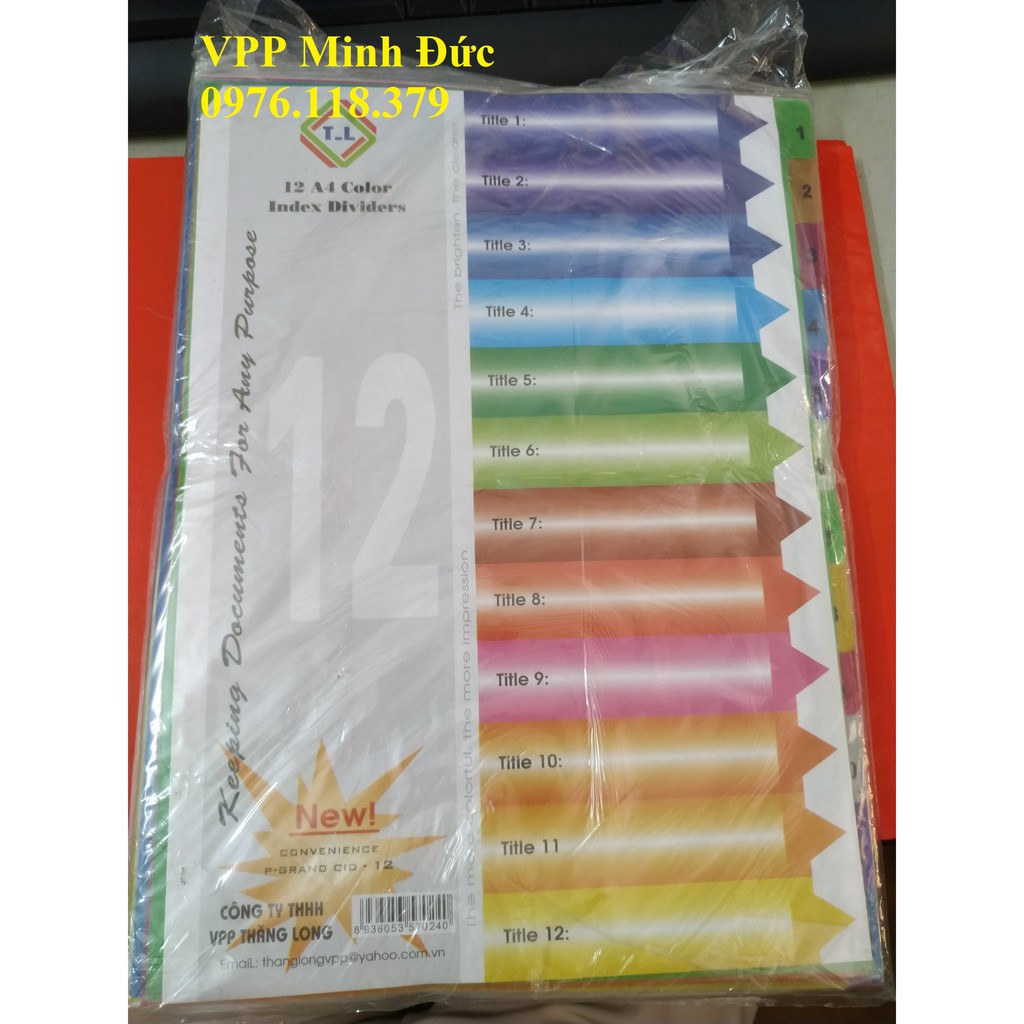 [1 tập] CHIA FILE NHỰA 12 MÀU (Có số) (10 tập/ túi) | Shopee Việt Nam