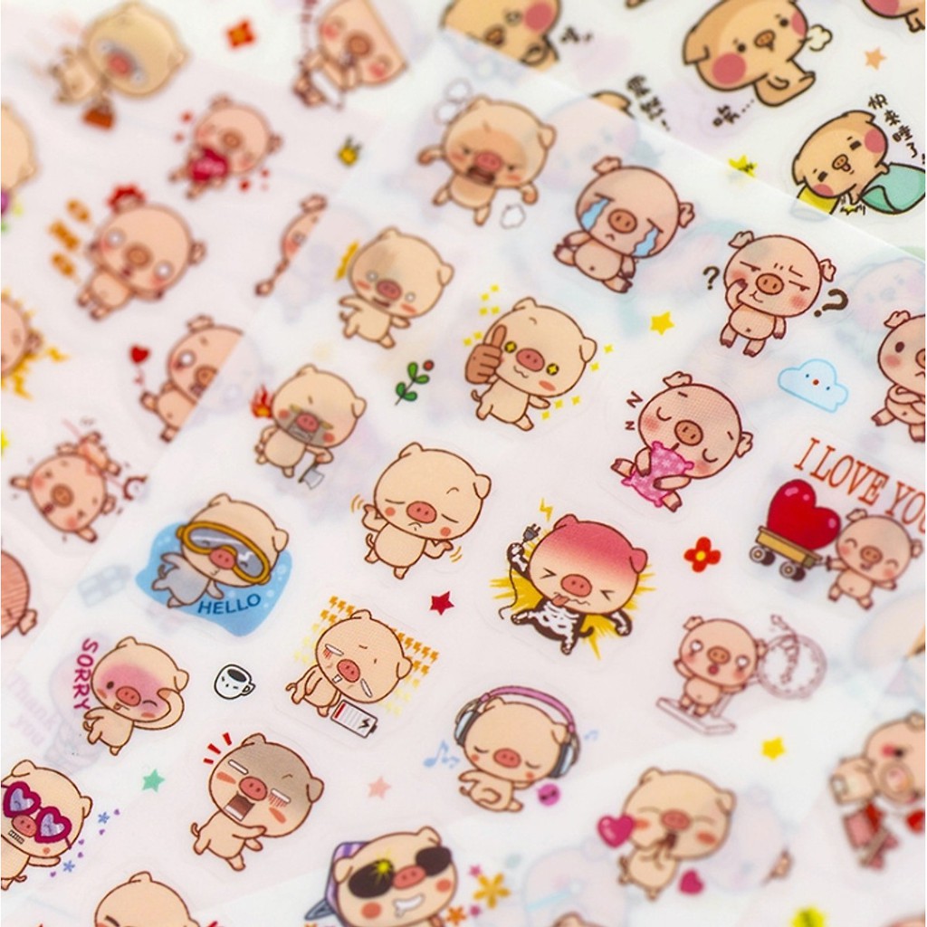Bộ 6 Tấm Sticker Nhật Ký Cuộc Sống Của Heo Con | Shopee Việt Nam