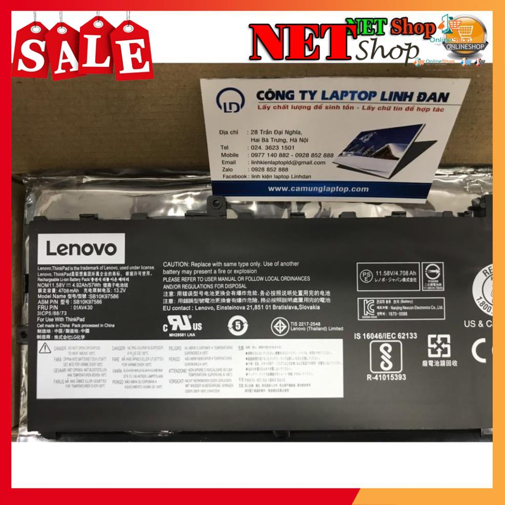 💖💖 Pin (Original)57Wh Lenovo X1 Carbon Gen 6 01AV429 01AV430 01AV431 ...