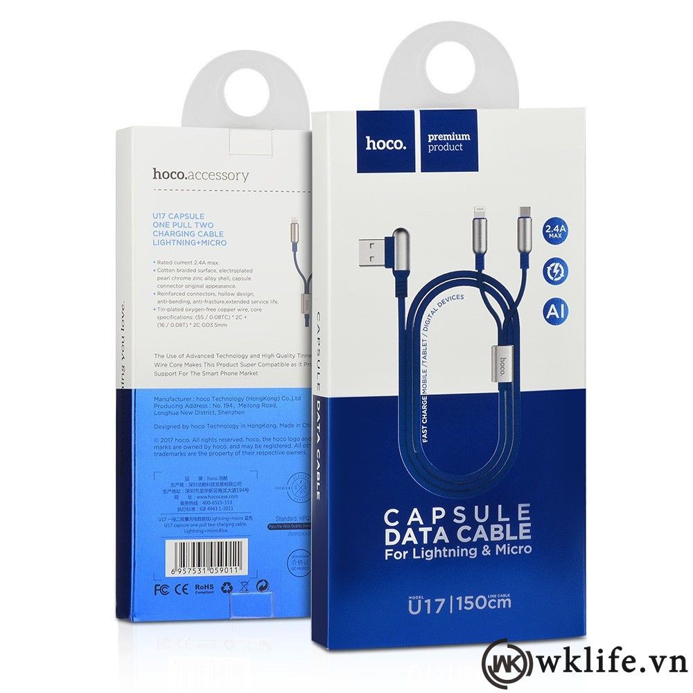 Cáp 2 In 1 Hoco U17 chính hãng | Shopee Việt Nam