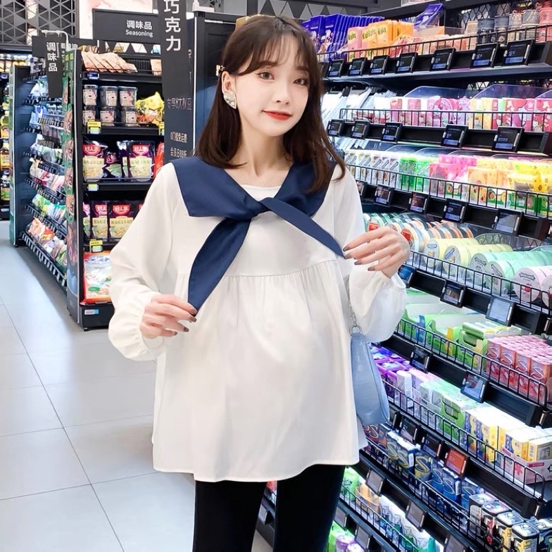 Mua Áo bầu thiết kế MISS RITA Áo bầu babydoll tay dài cổ thuỷ thủ thiết ...