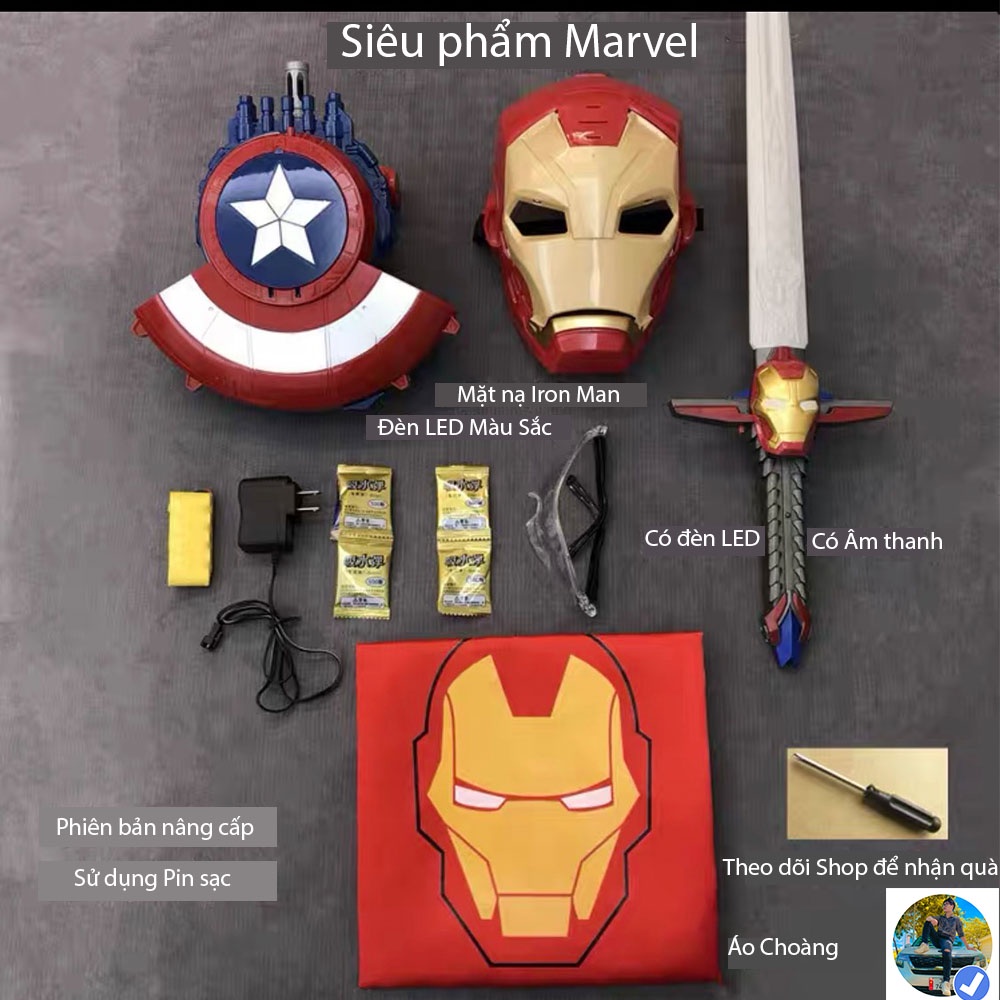 Mua Khiên Captain American bắn đạn xốp, Mũ , Áo Choàng, mặt nạ IRON Man ...