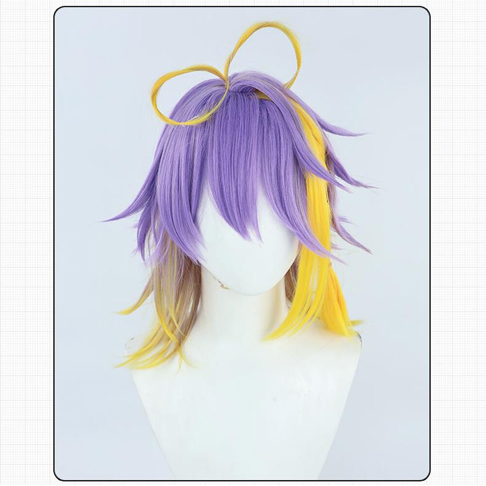 Vtuber Aster Arcadia Cosplay Tóc giả Màu xanh Tím Vàng Ngắn Nhiều sợi ...