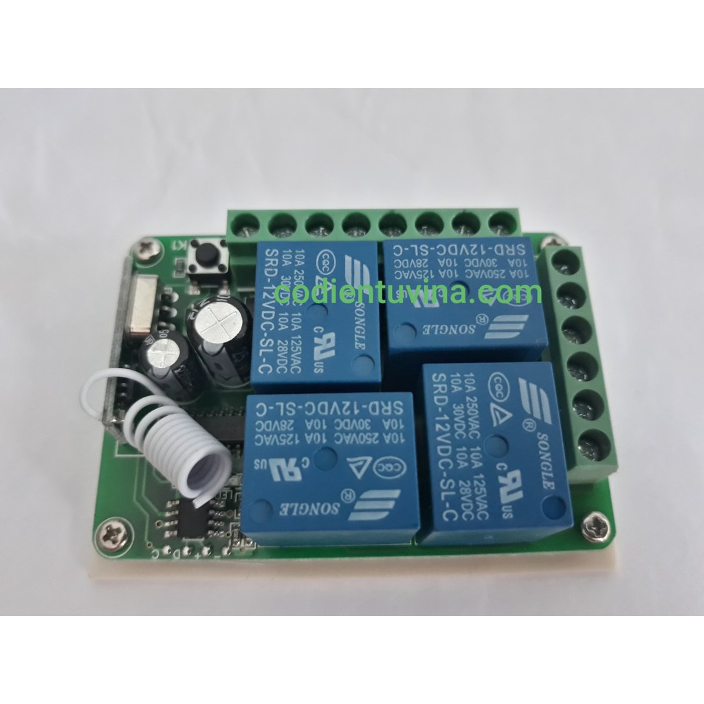 Mạch Điều Khiển RF 433MHz 4 Relay 12V - Học Lệnh - E3 Audio Miền Nam