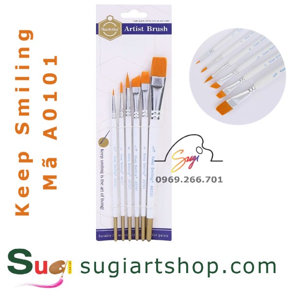 Mua Bộ cọ vẽ Keep Smilling 6 cây thân trắng - A0101 LOẠI TỐT [ Sugi art shop] giá rẻ nhất | TecKi.Vn