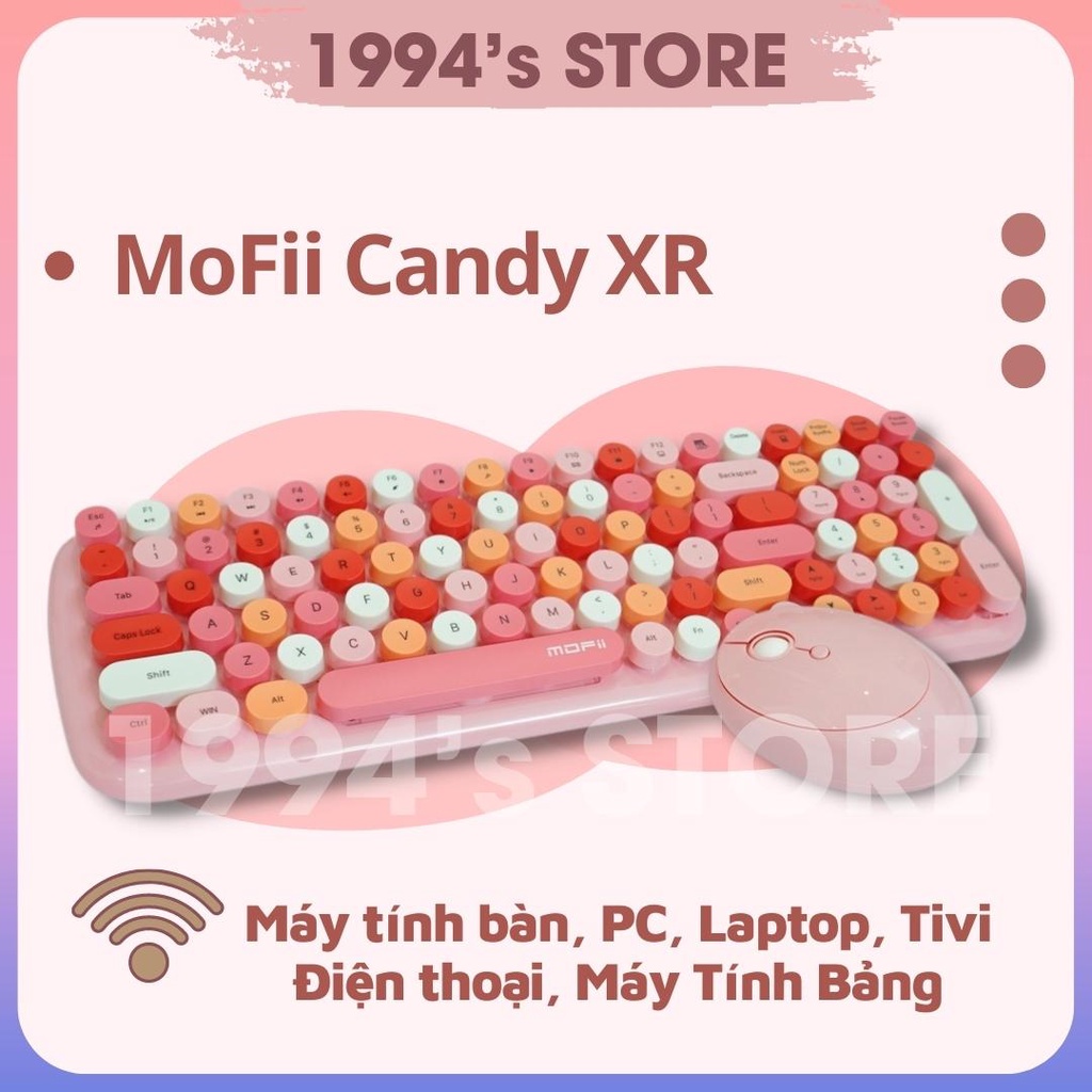 Mua Bộ combo bàn phím giả cơ và chuột ko dây MoFii Candy XR-Dùg cho Máy tính bàn,Laptop,Tivi,ĐT ...