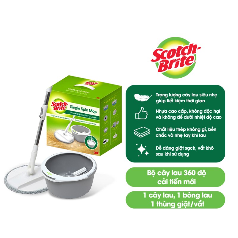 Bộ lau nhà 3M Scotch-Brite SINGLE SPIN MOP xoay được 360 độ ...