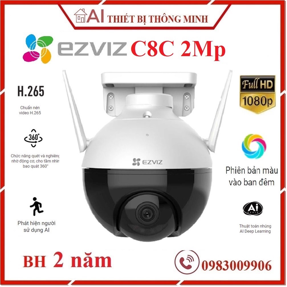 Mua Camera Xoay 360 Độ Wifi Ngoài Trời Mắt Kép Ezviz C8PF 2Mp Báo Động ...