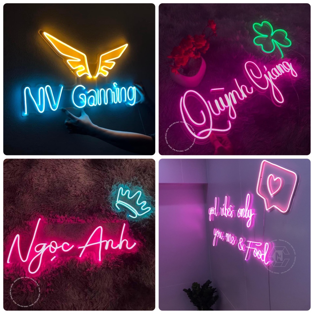 Mua Đèn led neon decor phòng ngủ hình chữ đủ màu sắc, nguồn pin, nguồn ...