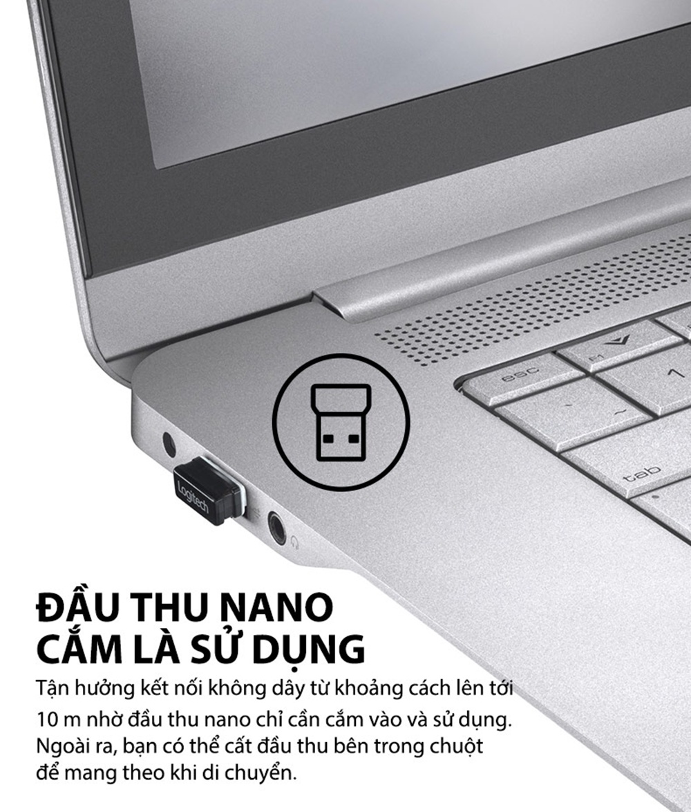 [Mã ELBAU5 giảm 5% tối đa 500K] Chuột không dây Logitech M330 Silent ...