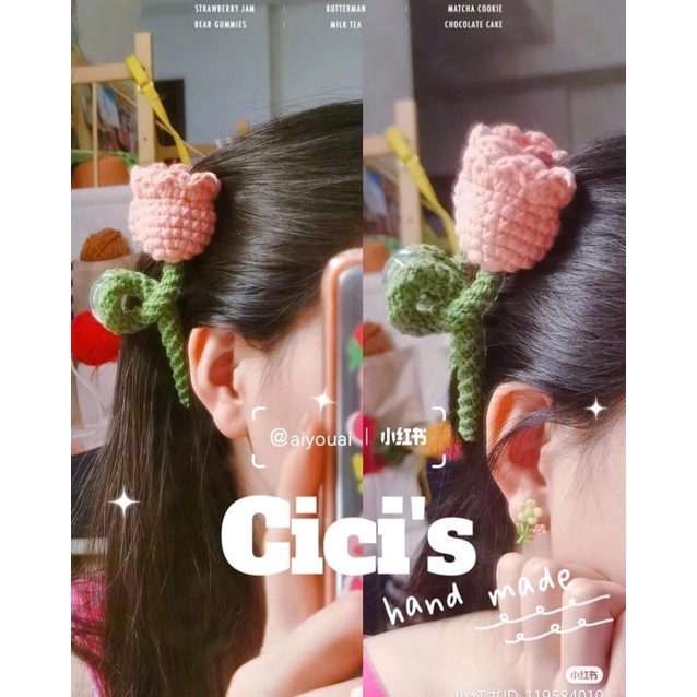 KẸP HOA LEN TULIP HANDMADE PHỤ KIỆN TÓC | Shopee Việt Nam