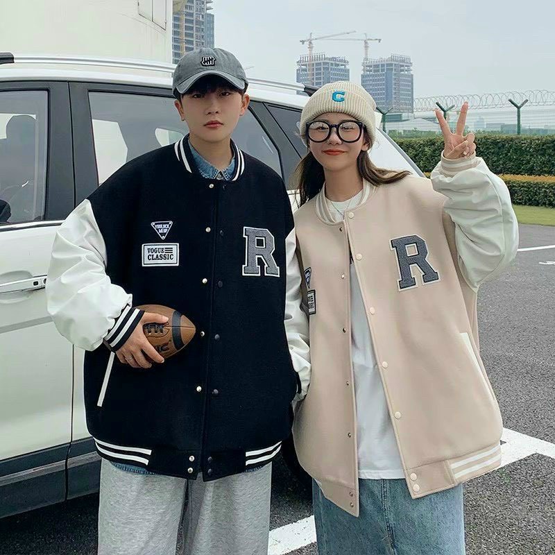 Mua Áo khoác Nam Nữ da lộn 2 lớp kiểu Bomber logo thêu chữ "R" from ...