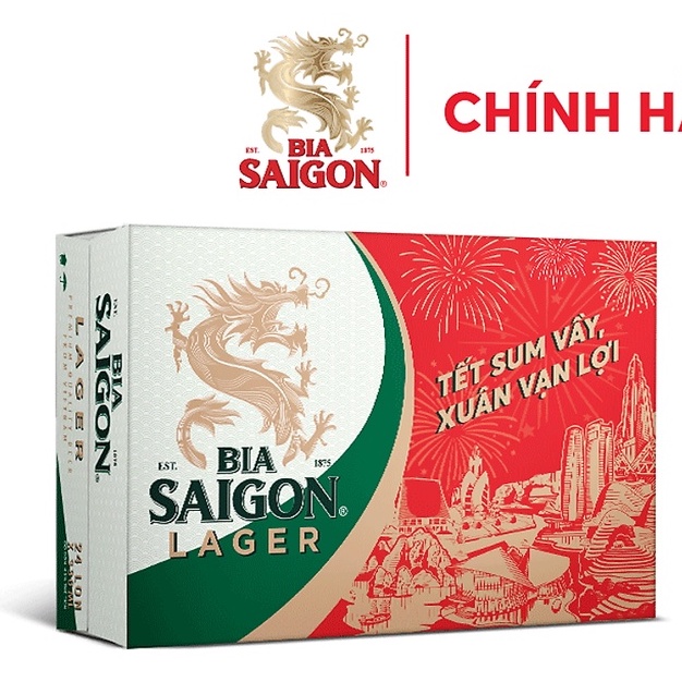 Bia Saigon Lager Mẫu Tết 2022 Date mới thùng 24 lon x 330ml chính hãng ...