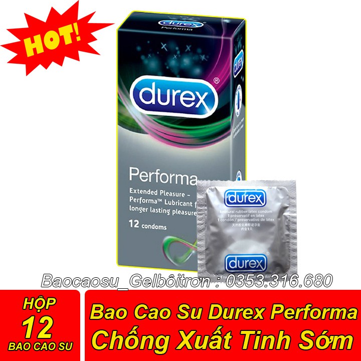Bao Cao Su Durex Performa Chống Xuất Tinh Sớm (Hộp 12 Bao)
