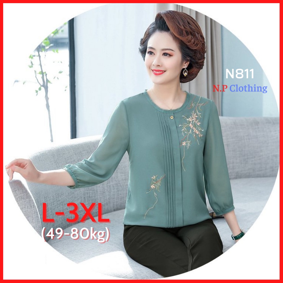 Mua Áo Kiểu Trung Niên A811 Voan Mềm Mát - Mẫu Áo Thêu Hoa Tinh Xảo - Kiểu Trung Niên Đẹp Sang ...