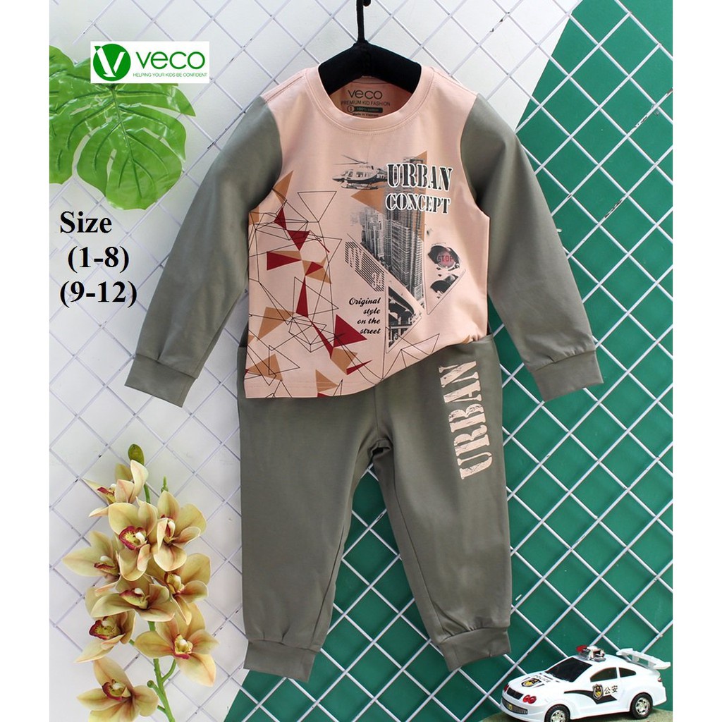 Mua Đồ bộ quần áo bé trai Veco dài tay thu đông in hình Urban lập thể ...