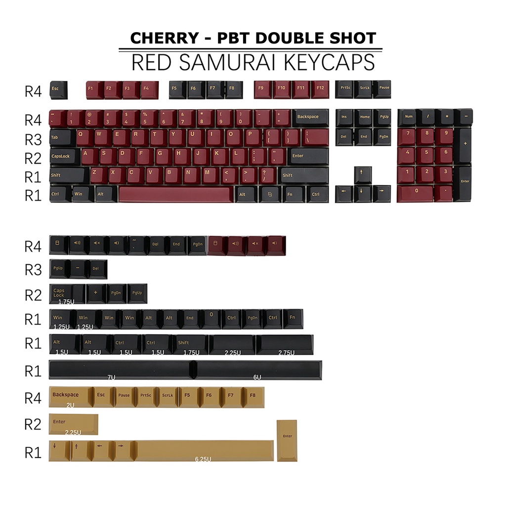 Mua Keycap SAMURAI RED 160 nút nhựa PBT Doubleshot giá rẻ nhất | TecKi.Vn