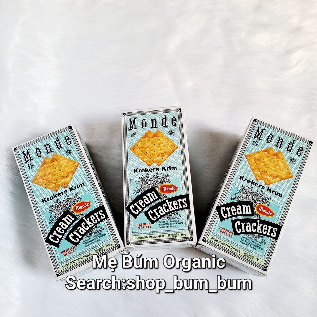 Combo 3 hộp Bánh quy giòn lạt Cream Cracker MONDE 180g - ăn vặt chuyên ...