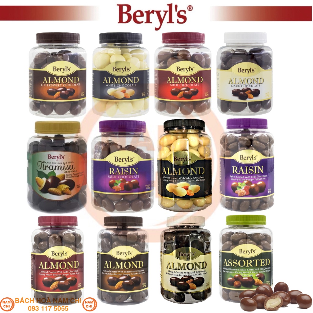 Mua SOCOLA CHOCOLATE BERYL'S NHÂN HẠNH NHO RAISINS HẠT DẺ HŨ 350G 450G ...