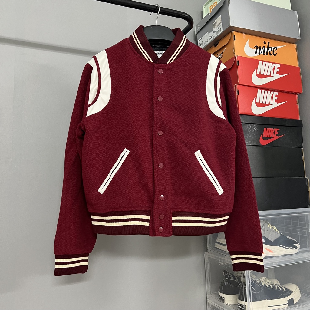 Áo khoác bomber SLP Saint Laurent Teddy YSL Jacket màu đỏ bản cao cấp ...