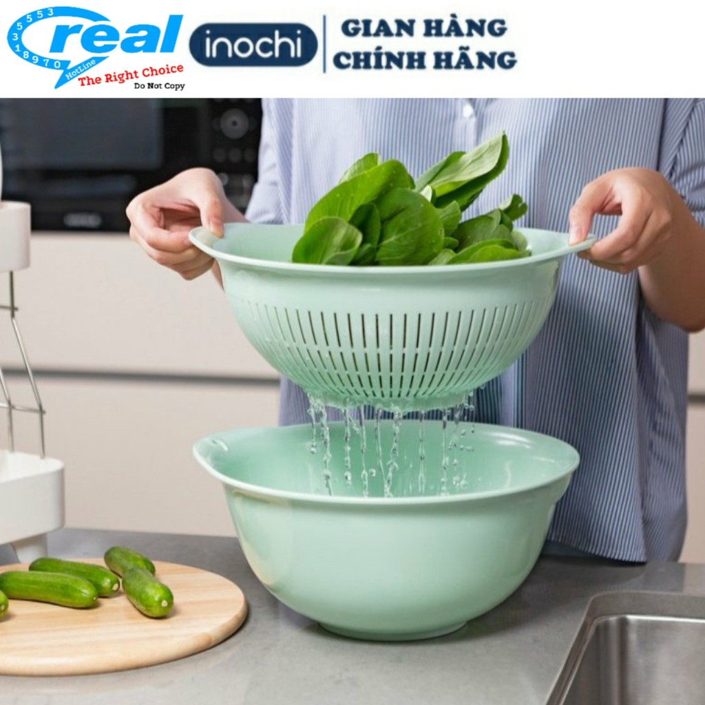 Bộ thau rổ nhựa cao cấp inochi YOKO Nhiều Size ,thau kèm rổ ,thau rổ ...