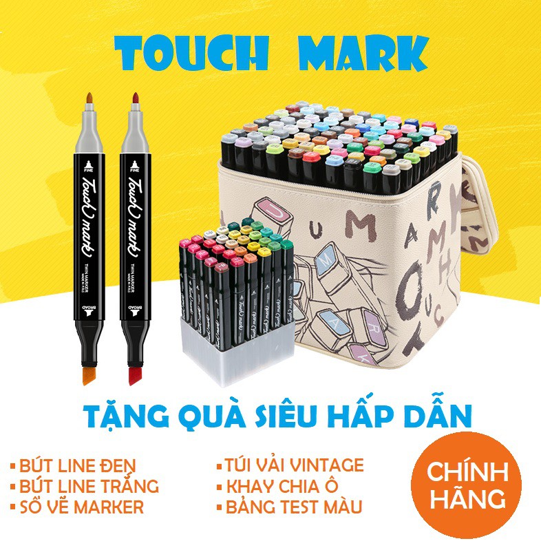 Bút vẽ, màu marker Touch Mark túi vintage 40/60/80/168 màu vẽ anime ...