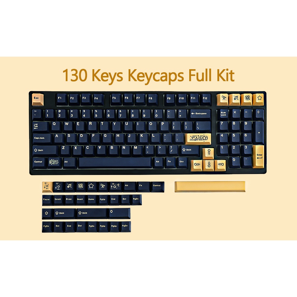 GMK Stargazing Keycaps, 129 Phím PBT Keycaps Cherry Profile DYE-SUB Cá ...