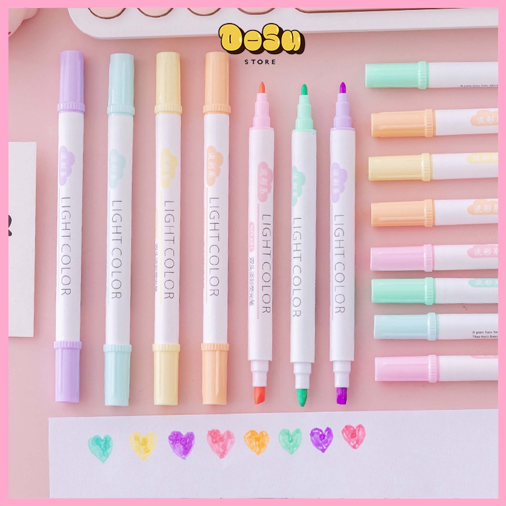 Bút Highlight Hai Đầu Màu Pastel 6 Màu - Bút Dạ Quang Ghi Chú / Bút ...