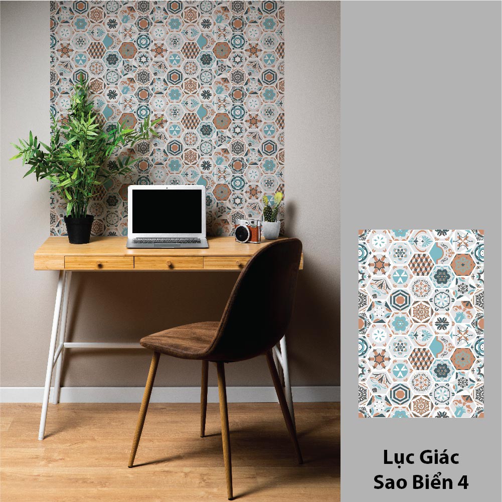 Mua Decal gạch bông UV dán tường Họa tiết tổ ong lục giác màu trơn Kích ...