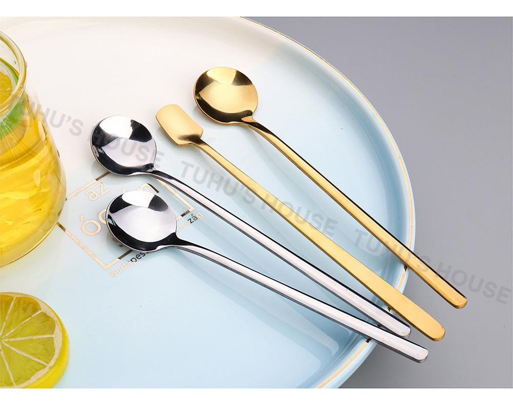 Thìa inox, muỗng cà phê inox, thìa dài uống trà thép không gỉ hai màu ...