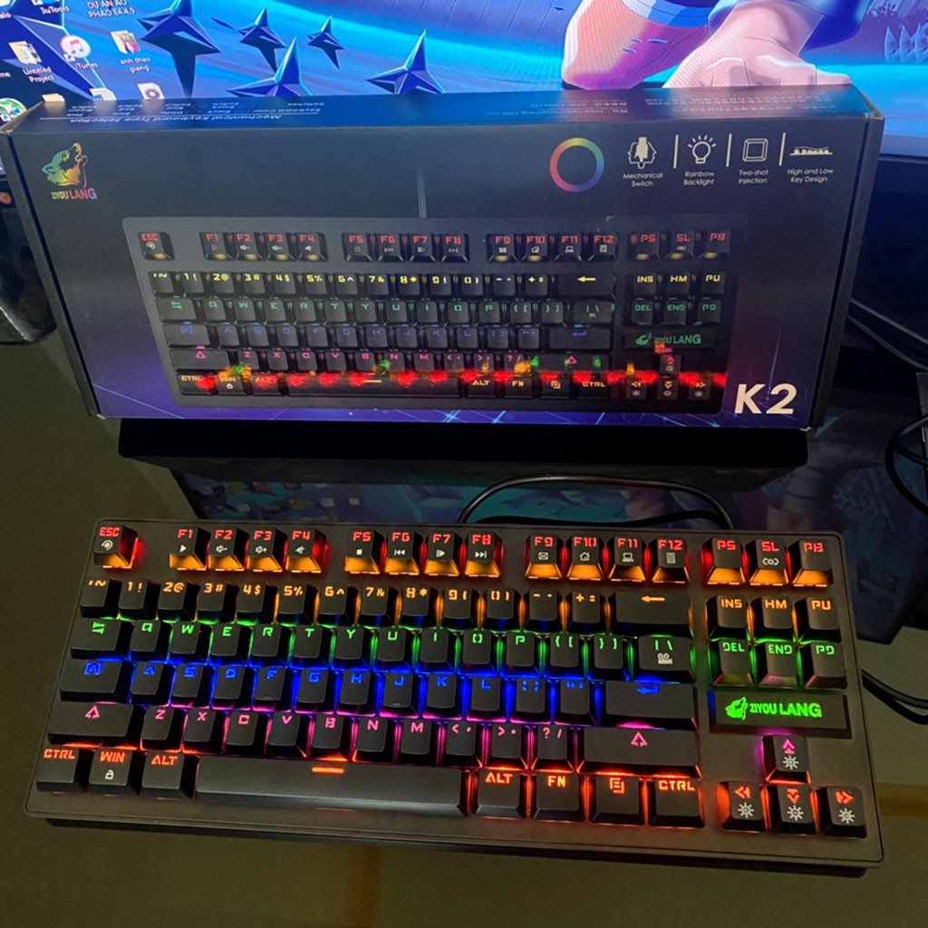 Bàn Phím Cơ Máy Tính ZIYOULANG K2 87 Phím Led RGB 10 Chế Độ Khác Nhau, Chơi Game Cực Đã ...