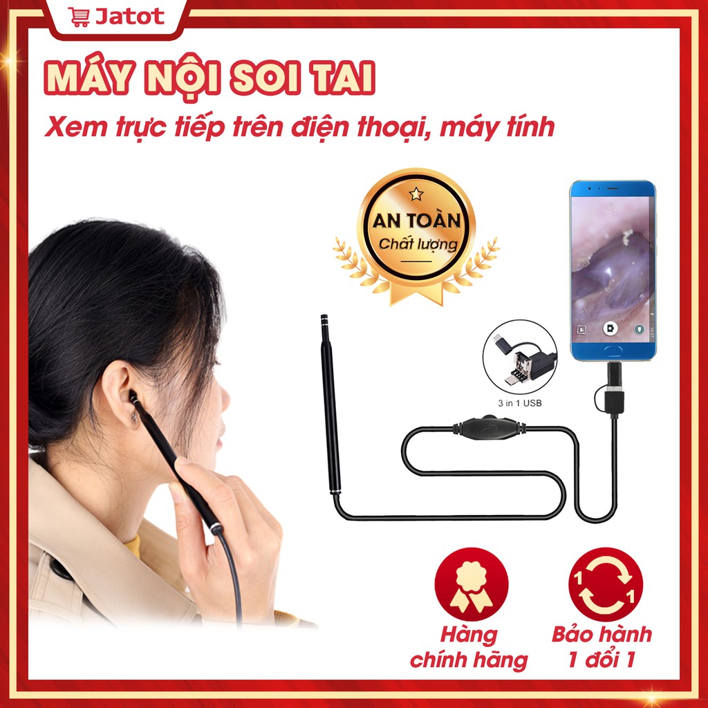 Camera Nội Soi Lấy Ráy Tai, Đèn Soi Tai Có Đèn Led Cắm Cổng Usb, Có Cáp ...