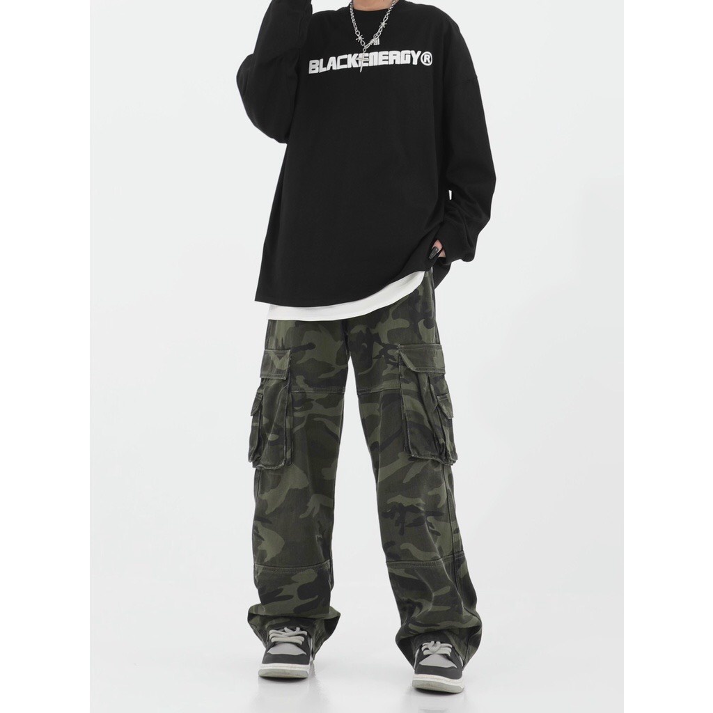 Quần jogger camo rằn ri nam nữ ống rút box pant túi hộp dây rút unisex ...