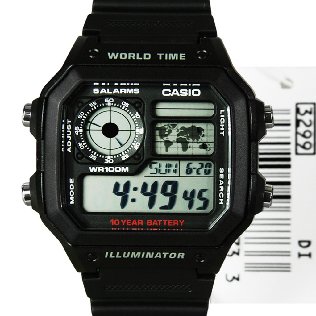 Mua Đồng hồ Casio Nam AE-1200 dây nhựa thiết kế mặt vuông cổ điển. giá ...