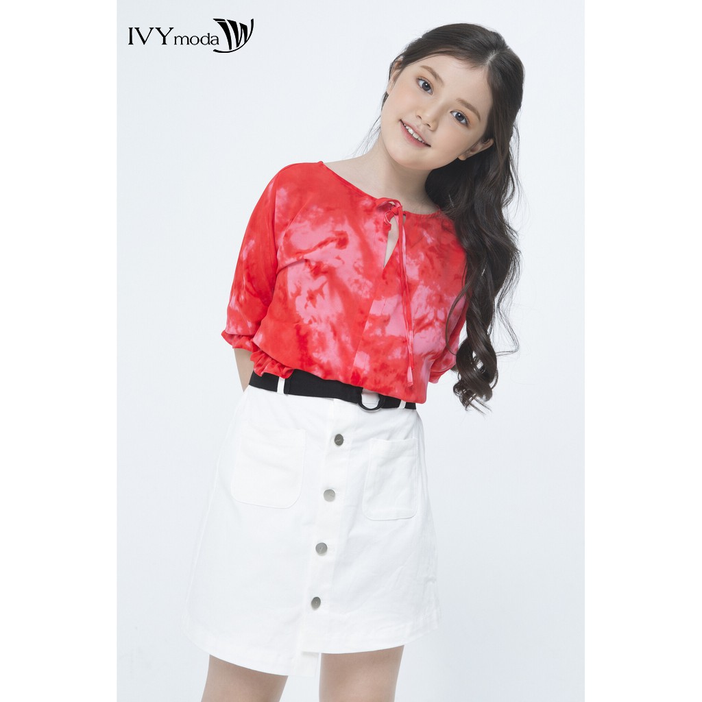 Áo sơ mi xòe bé gái IVY moda MS 16G0998 mẫu đẹp giá tốt