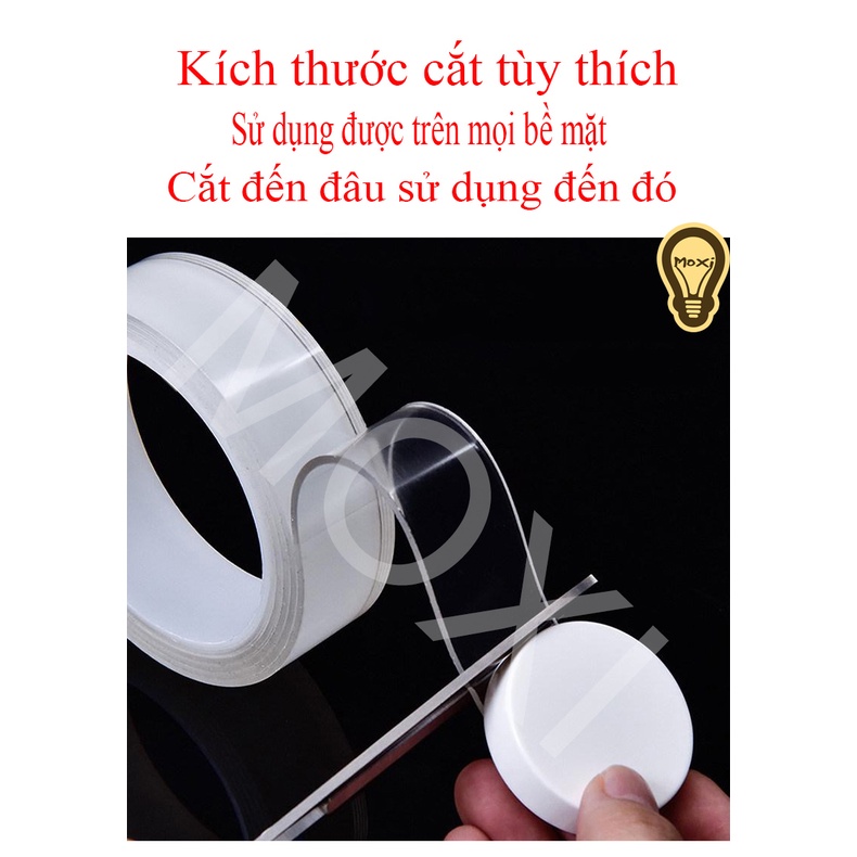 Mua Băng keo dán dính trắng NANO 2 mặt đa năng trong suốt 3M và 1M Dày ...