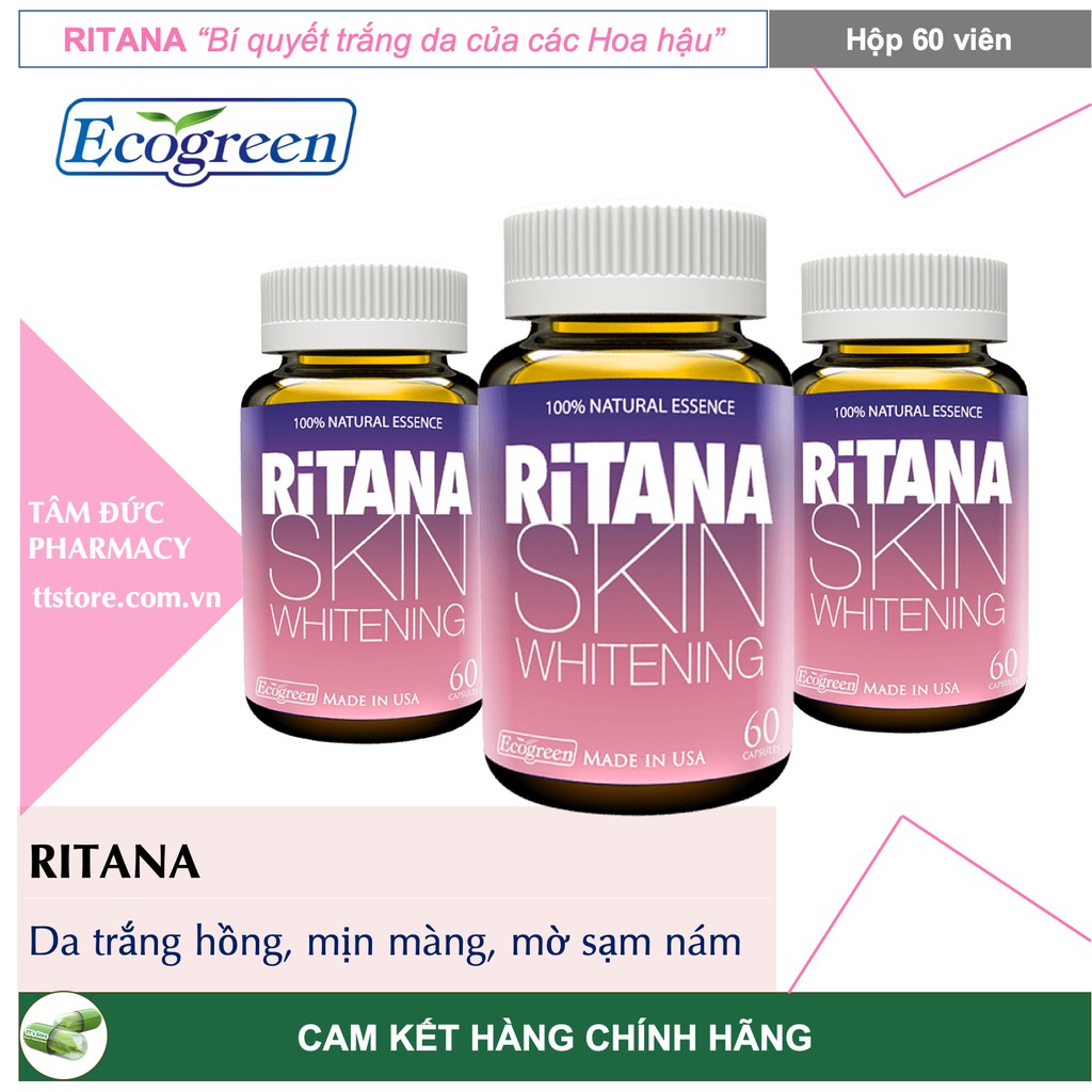 [Mã 77FMCGSALE giảm 8% đơn 500K] RITANA [Hộp 60 viên] - Viên uống trắng ...