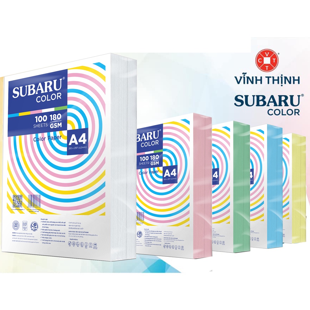 Mua 100 TỜ Bìa Màu, BÌA CỨNG – Khổ A4, Định lượng 180 gsm - SUBARU ...