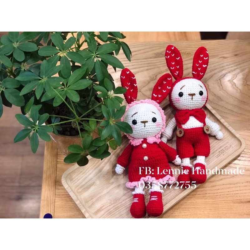 Cặp thỏ bông bằng len handmade- Lennie Handmade shop | Shopee Việt Nam