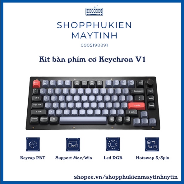 Mua Kit bàn phím cơ Keychron V1 QMK Có Dây Nhỏ Gọn layout 75% giá rẻ ...