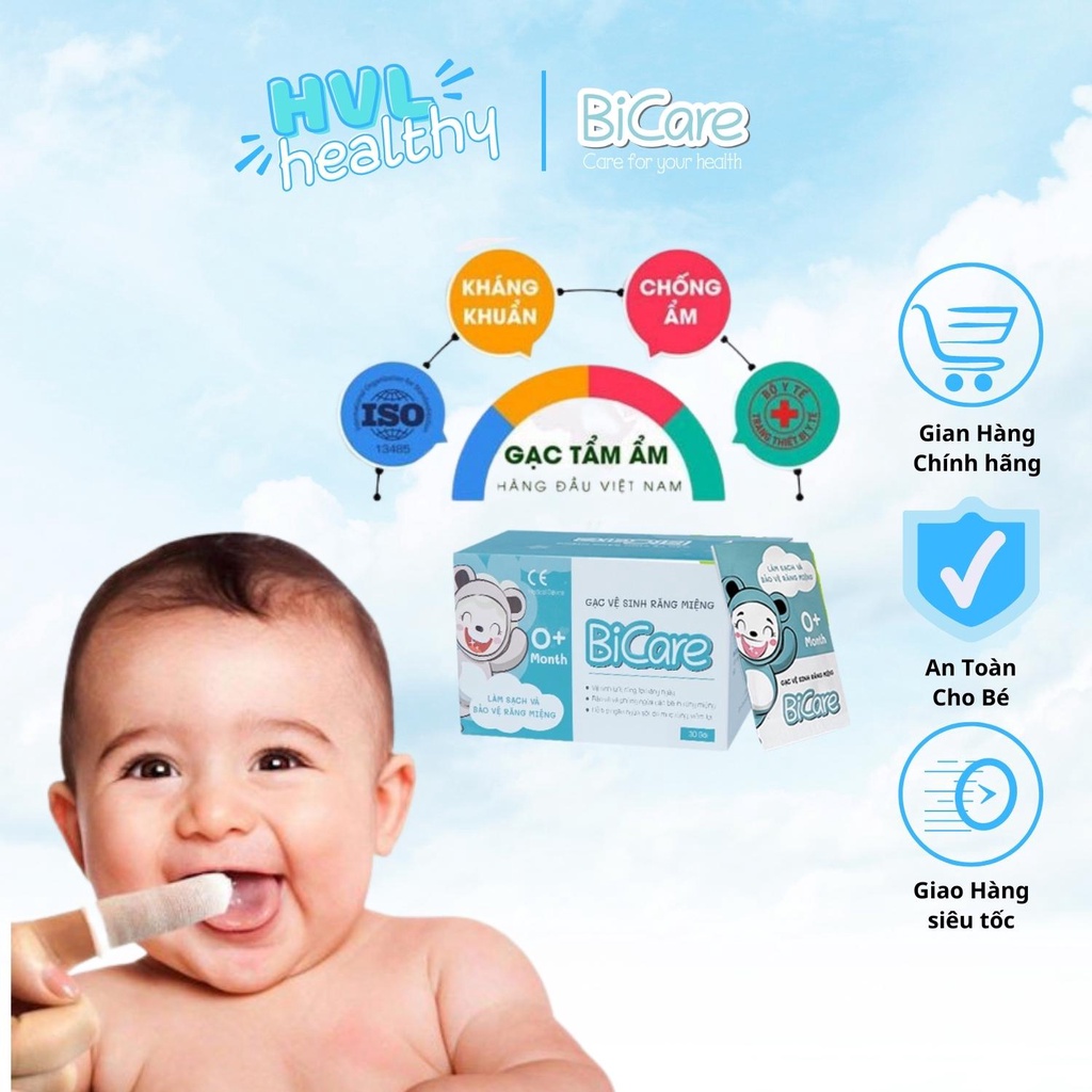 Gạc rơ lưỡi vệ sinh răng miệng cho bé BICARE làm sạch mảng bám cho trẻ ...